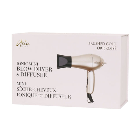 Ionic Mini Blowdryer & Diffuser - Brushed Gold – Aria Beauty